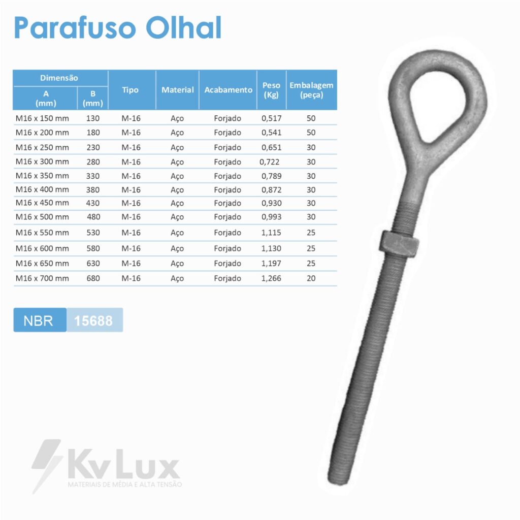 Parafuso olhal | KV LUX Distribuidor de Fábrica